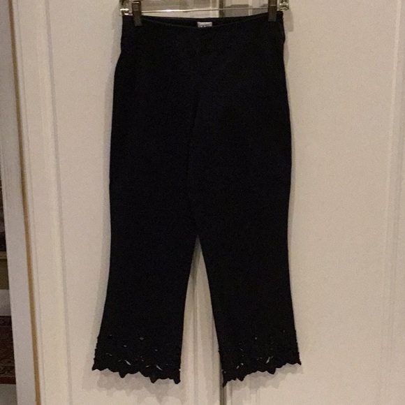 Cache | Pants & Jumpsuits | Cache Black Embroidered Capris | Poshmark